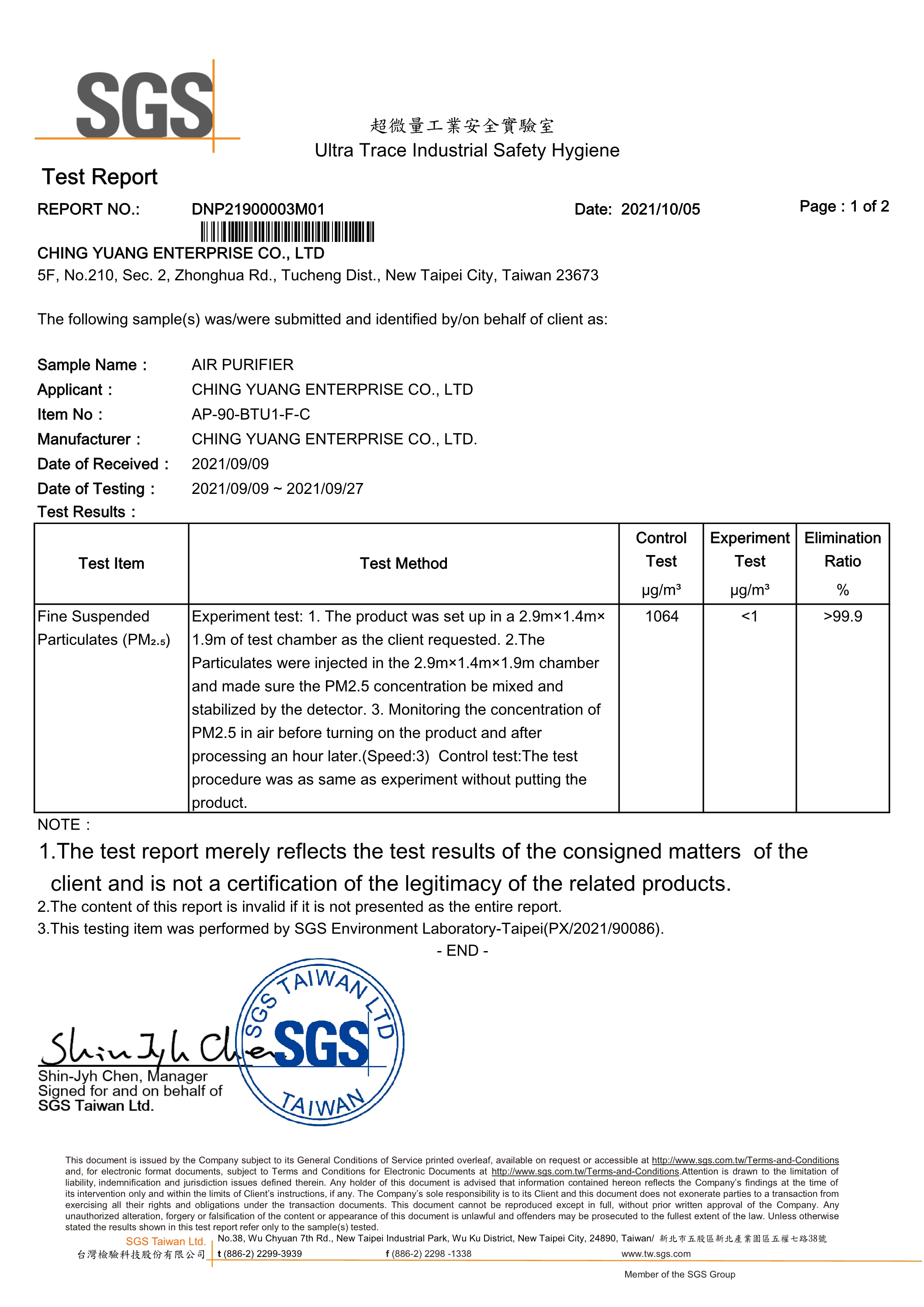SGS Certificate